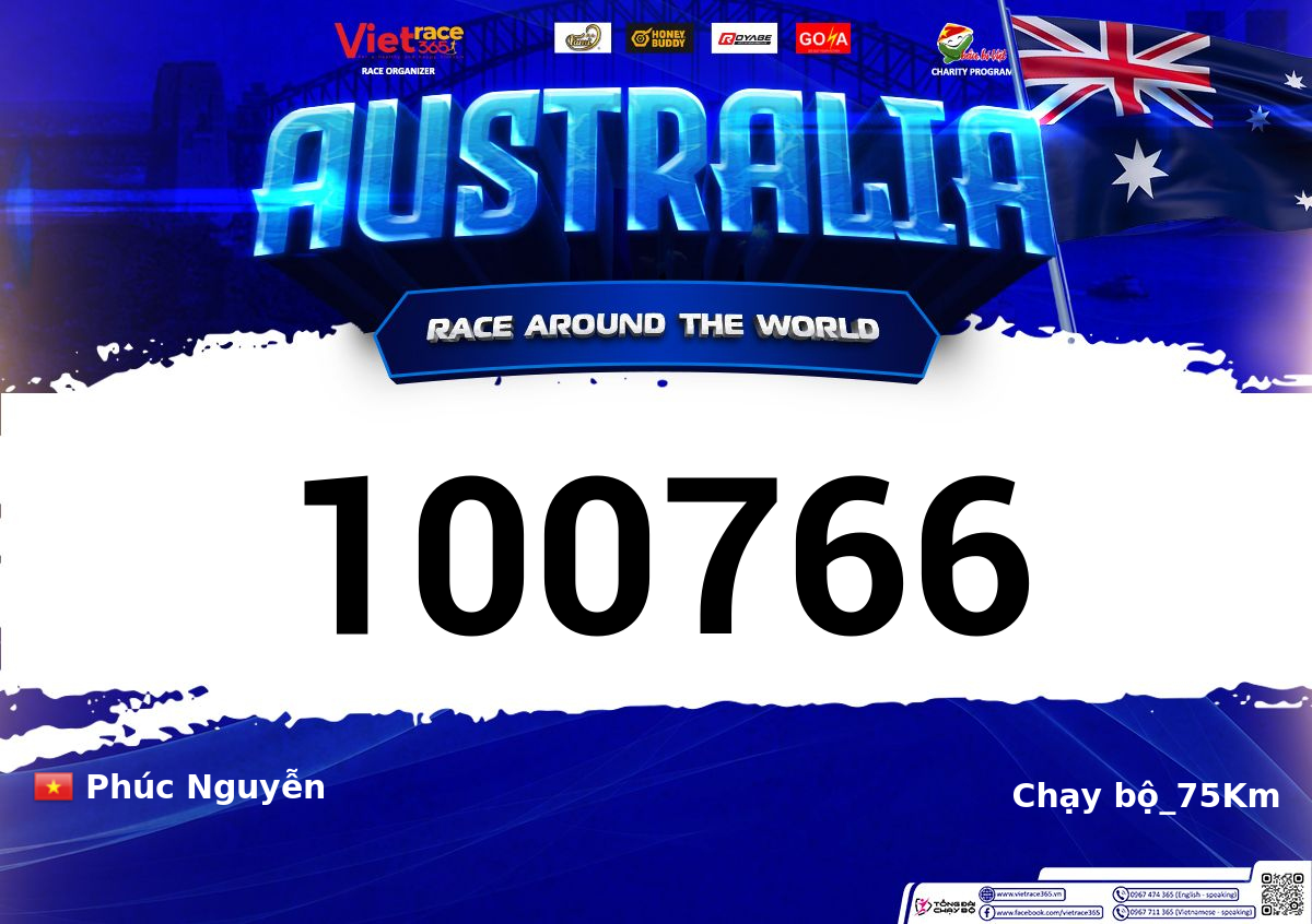 Phúc Nguyễn - BIB 100766 - cự ly 75km - Race Around The World - Australia: Cuộc đua của những ...