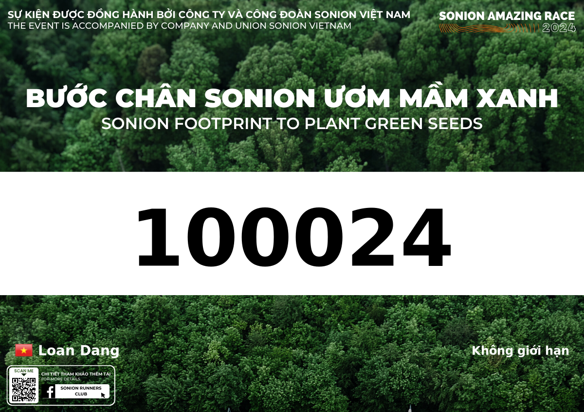 Loan Dang - BIB 100024 - cự ly 0km - Bước chân Sonion ươm mầm xanh ...
