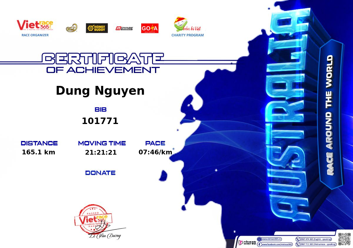 Chúc mừng Dung Nguyen đã hoàn thành cự ly 75km - Race Around The World ...
